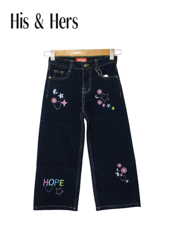 HOPE Embroidered Dark Blue Flapper Jeans Girls – His & Hers